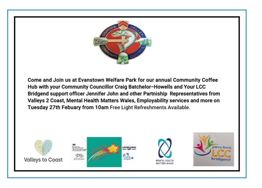 Evanstown Community Coffee Hub, Gilfach Goch Welfare Park, Nant-y-moel ...