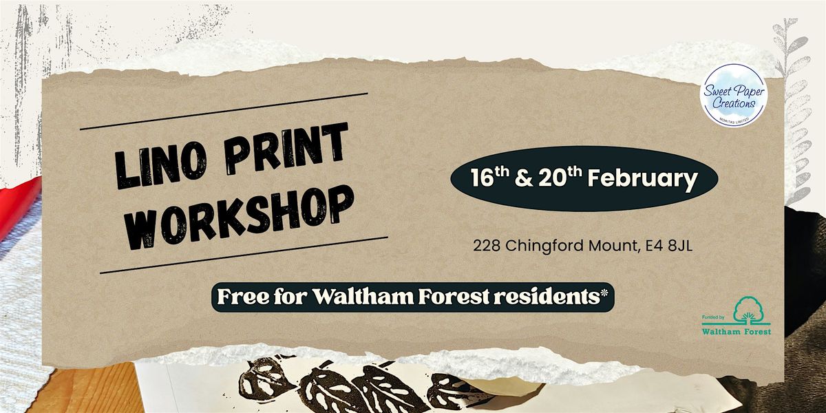 Lino Print Workshop, 228 Chingford Mount Rd, London, 16 February to 20 ...