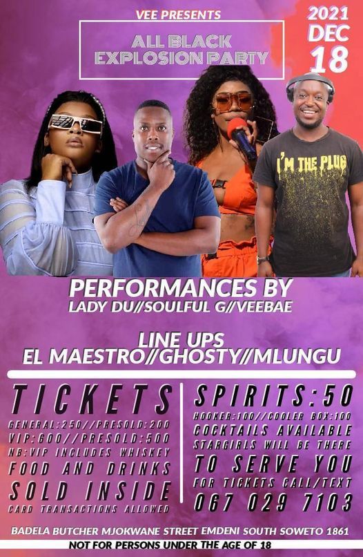 All black Explosion party, Moloi's Shopping Centre, Soweto, 18 December