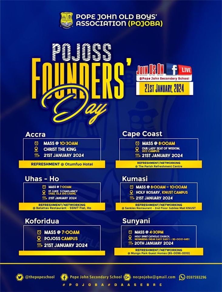 POJOSS FOUNDERS DAY 2024, Koforidua, Oyoko, 21 January 2024 | AllEvents