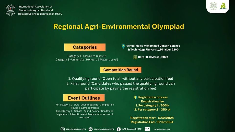 Regional Agri-Environmental Olympiad 2024, Hajee Mohammad Danesh ...