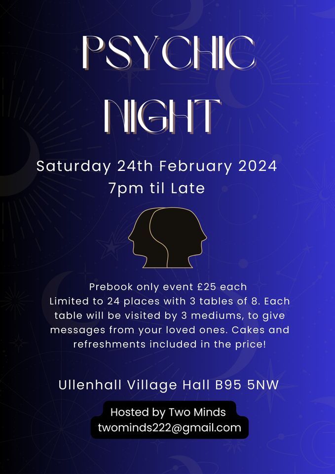 Psychic Night , Ullenhall Village Hall, Henley-in-arden, 24 February ...