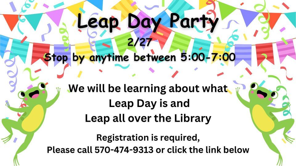 Leap Day Party, Marian Sutherland Kirby Library, Mountain Top, 27 ...