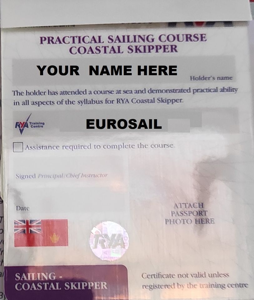 Coastal Skipper/Day Skipper/Competent Crew practical course, Eurosail ...
