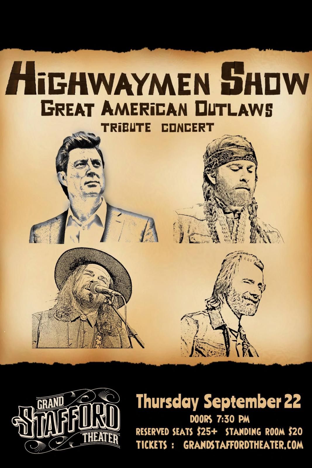 Highwaymen Show - Great American Outlaws Tribute Concert, City Winery ...