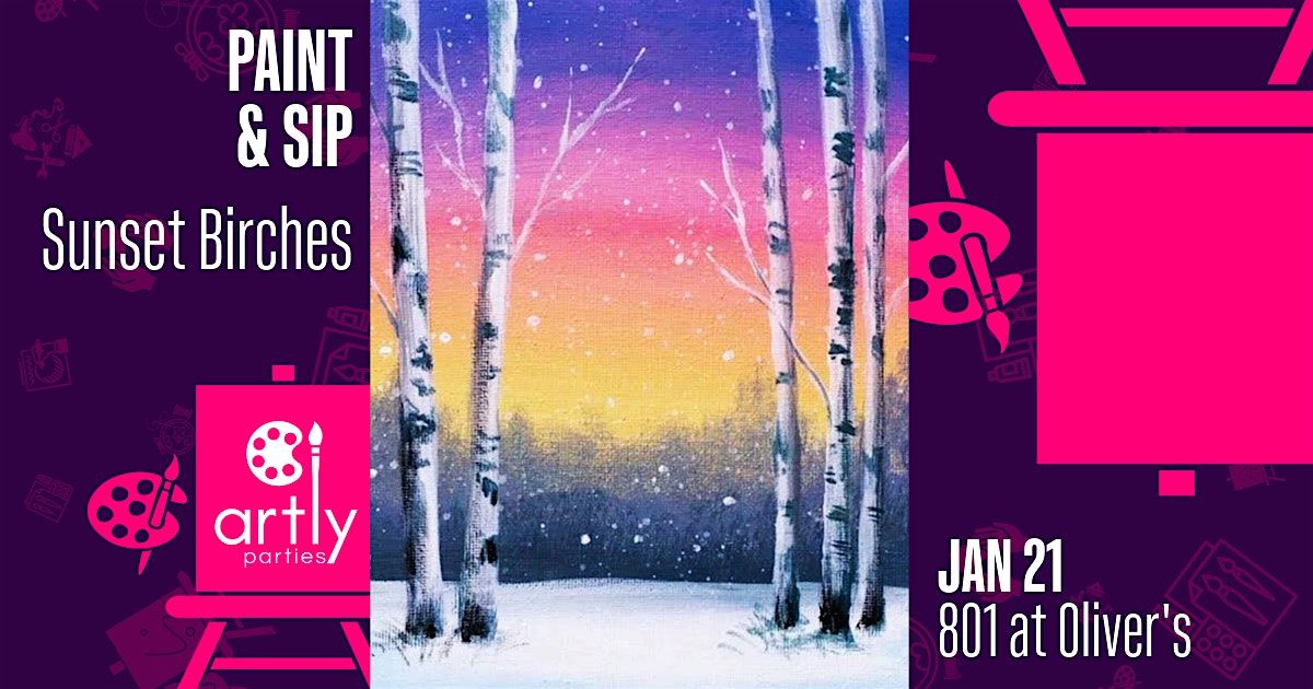 Paint & Sip: Sunset Birches Tickets, Eight o one at Oliver's, Lynchburg ...