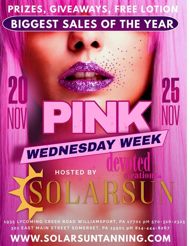PINK Wednesday Week!, SolarSun Tanning Somerset, November 20 to ...