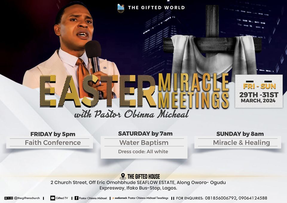 EASTER MIRACLE MEETING - With Pastor Obinna Michael , Online event, Lagos, Nigeria, 29 March ...