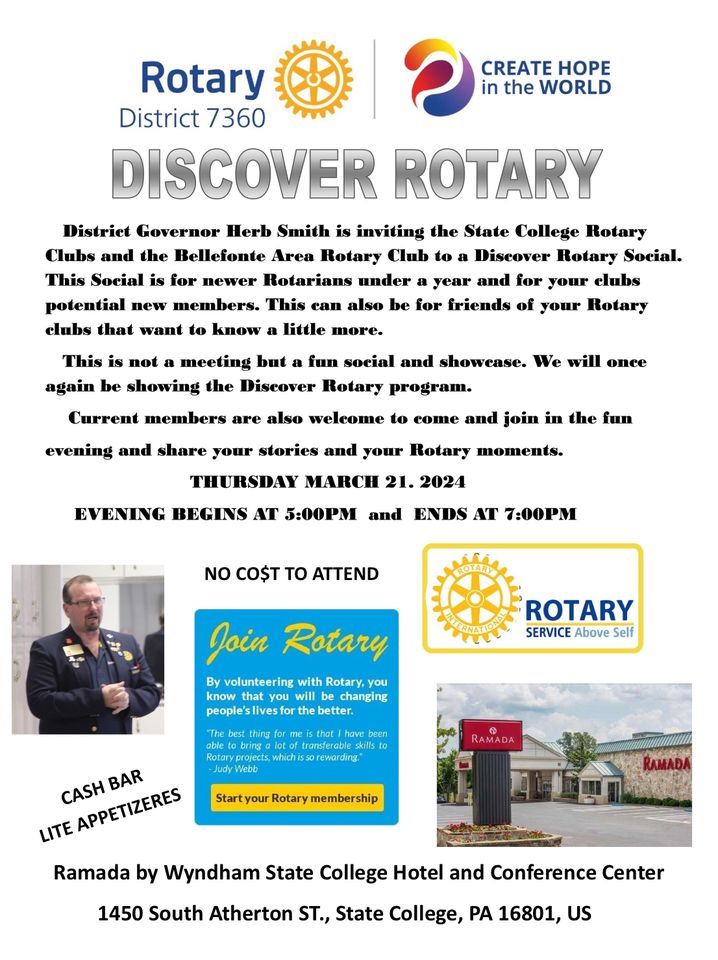 Rotary Invite, Ramada State College Hotel & Conference Center, 21 March ...