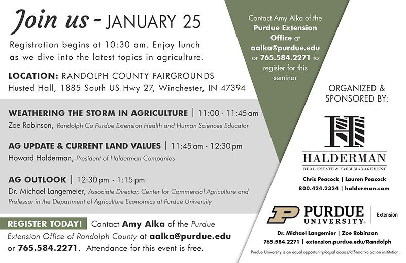 Farmer Lunch Hour - Ag Outlook , Purdue Extension Randolph County ...