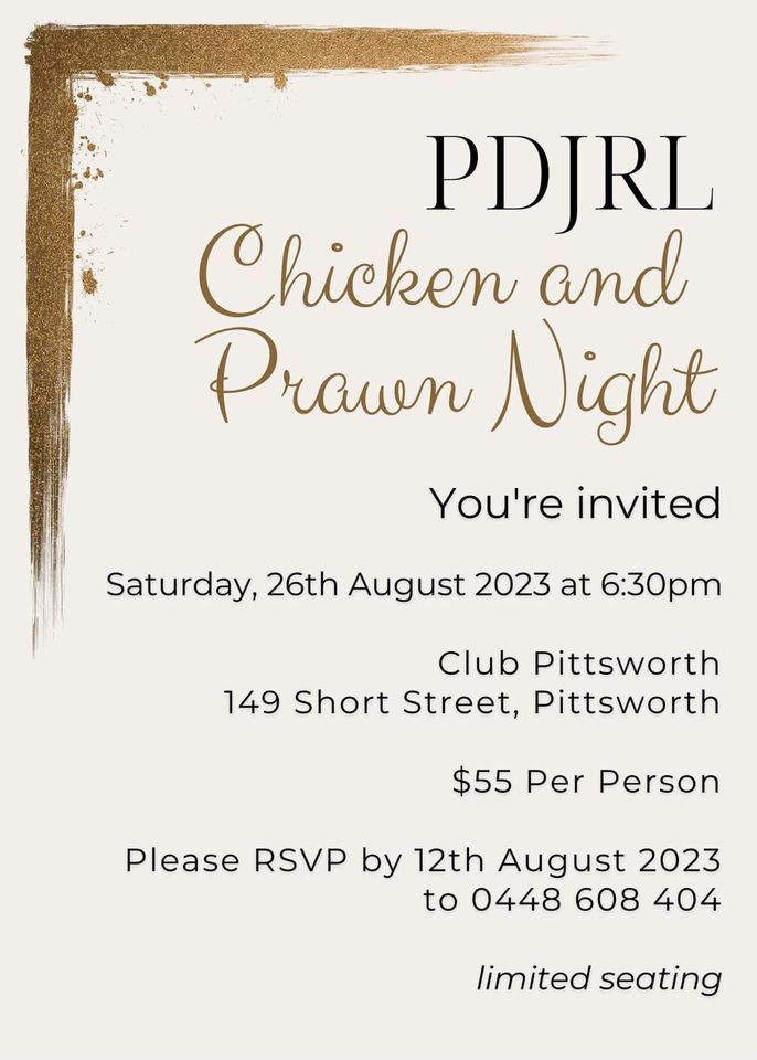 PDJRL Chicken and Prawn Night, Pittsworth & District Junior Rugby ...