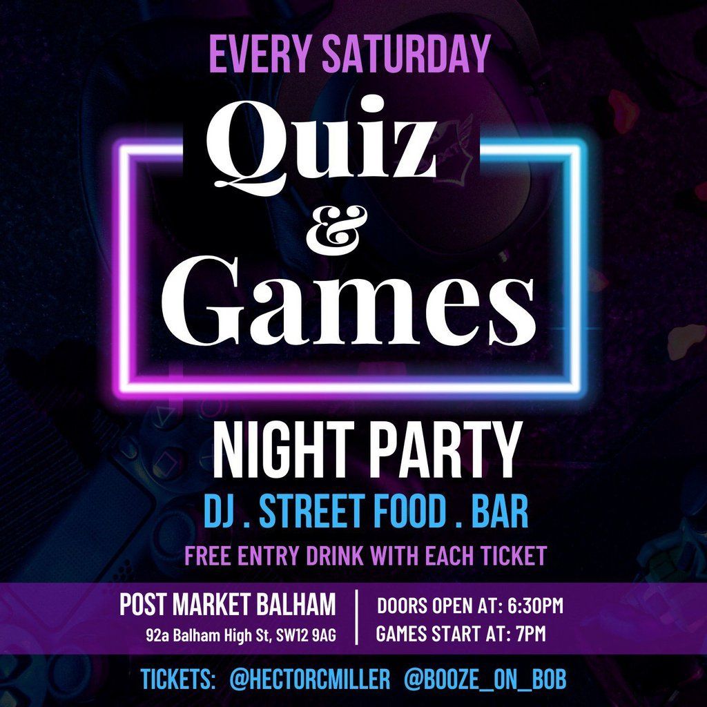 Quiz and Games Night with live DJ, Post Market Balham, London, 23 ...