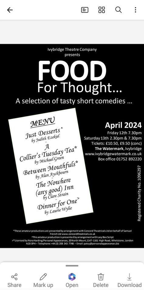 Food for Thought , The Watermark, Ivybridge, South Brent, 12 April 2024 ...