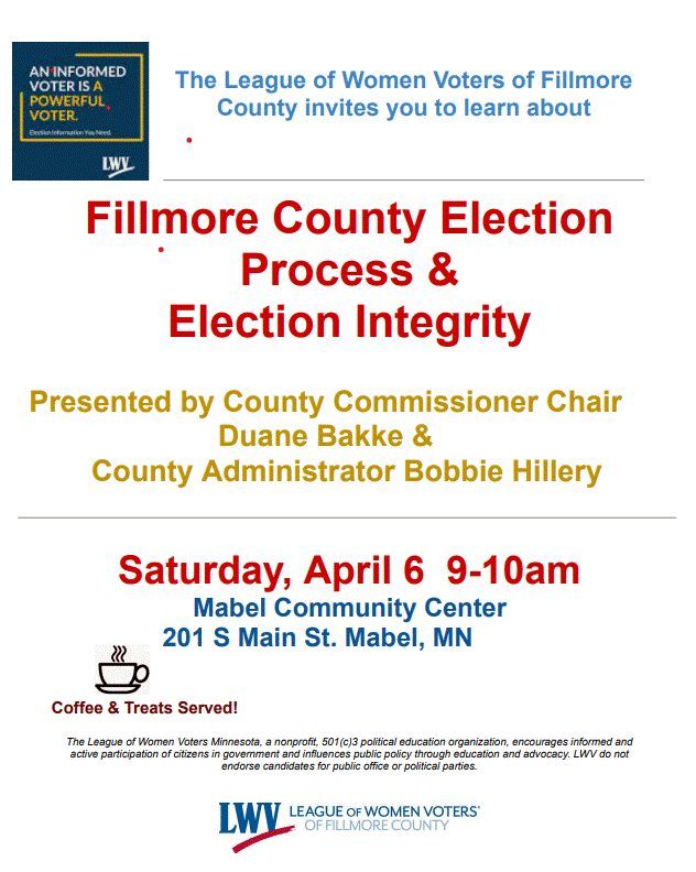 Fillmore County Election Process & Election Integrity, Mabel Community ...