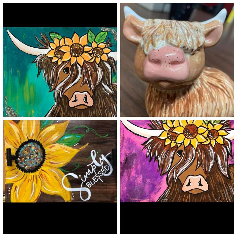 Sunflower & Cow Paint Party at The Crazy Cowboy Saturday, March 16th, 1 ...