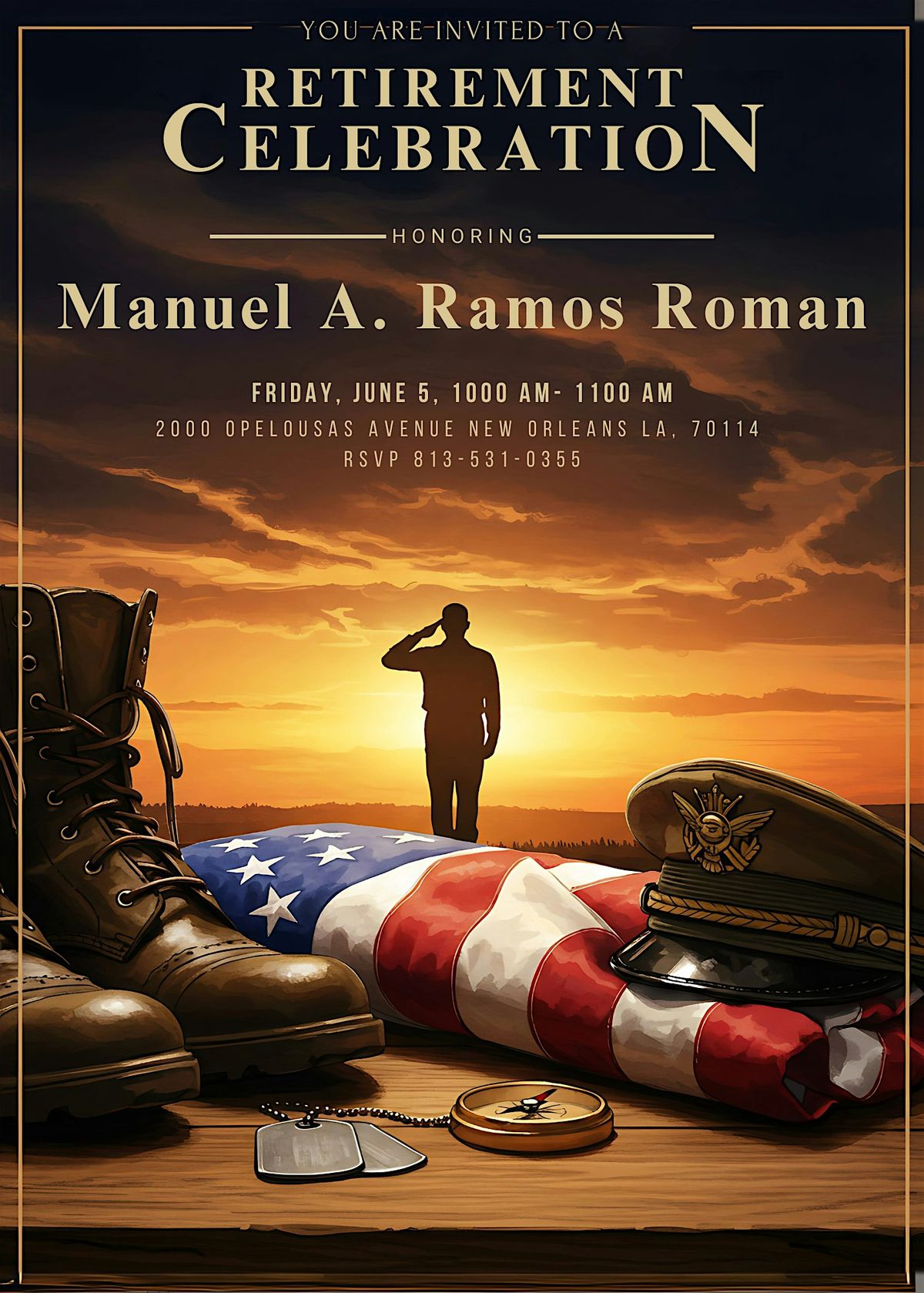 GySgt Ramos Roman’s Retirement, 2000 Opelousas Ave, New Orleans, 5 June ...