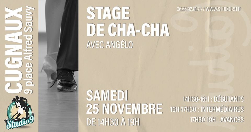 STAGE CHA-CHA SAMEDI 25 NOVEMBRE 2023 , Studio 9 Ecole de Danse, Carcassonne, 25 November to 26 ...