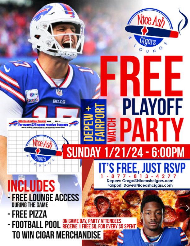 Bills Playoff Watch Party, Nice Ash Cigars and Lounge - Fairport ...