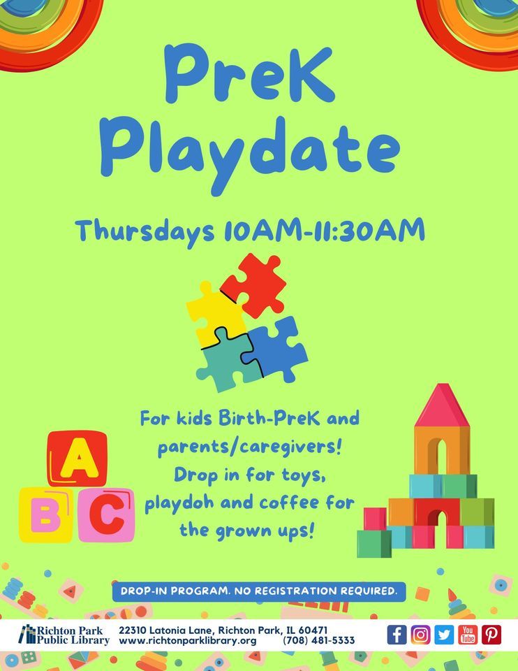 PreK Playdate, Richton Park Public Library, 7 December 2023 | AllEvents.in