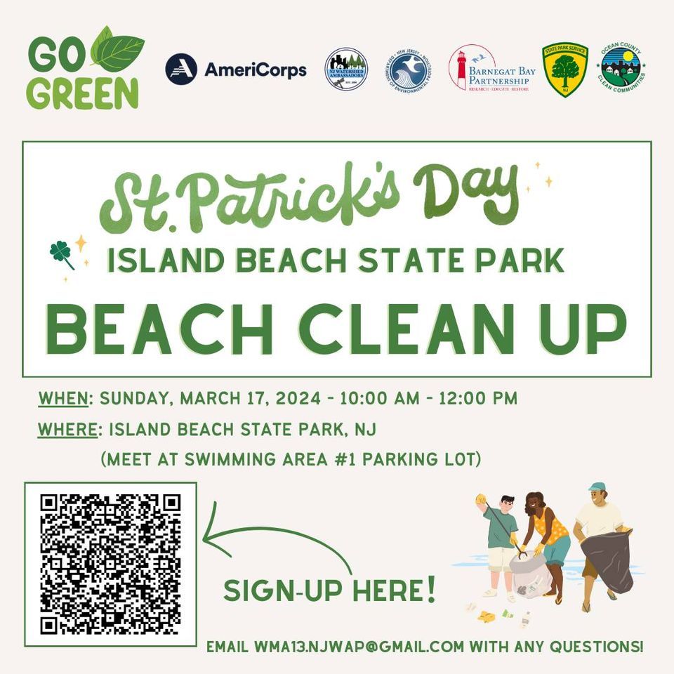 Go Green on St. Patricks Day! Island Beach State Park Clean Up, 2401 ...