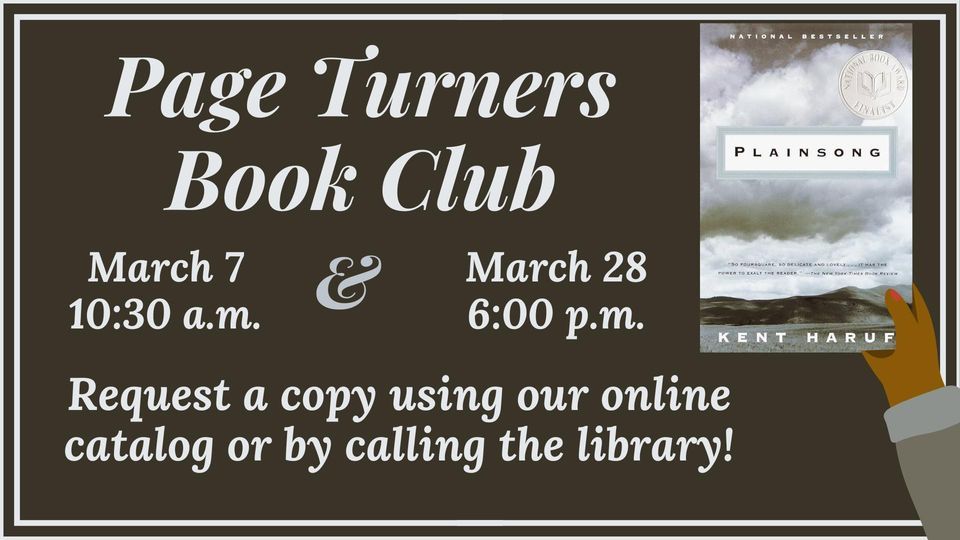 Page Turners Book Club, Plainsong by Kent Haruf, Superior Public ...