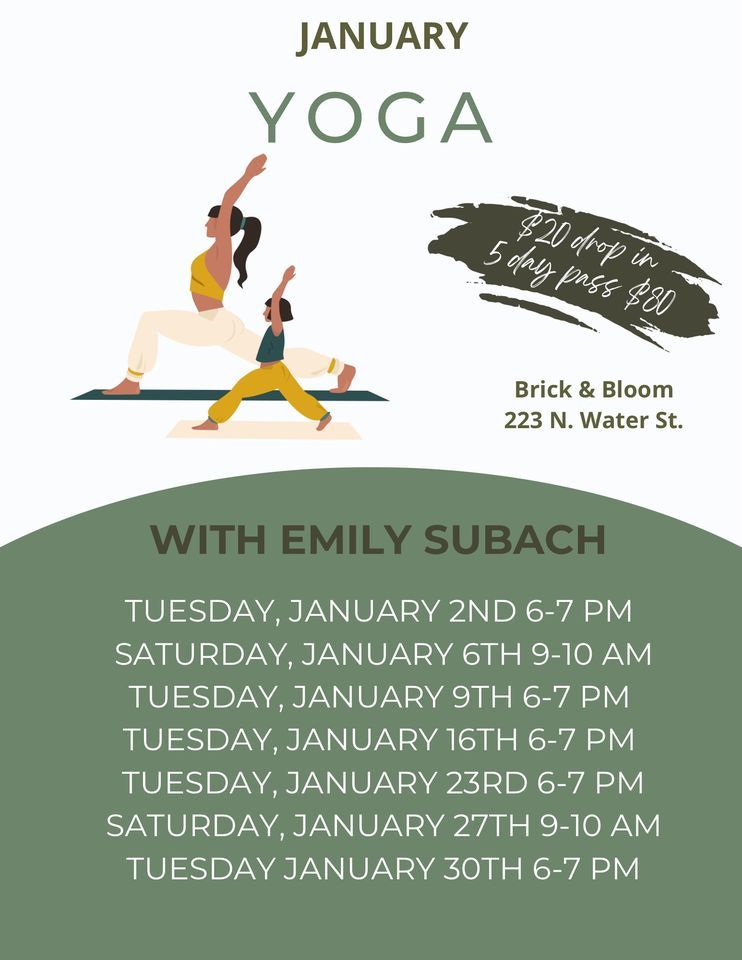 Yoga with Emily Subach , Brick & Bloom, Wilmington, 2 January 2024 ...