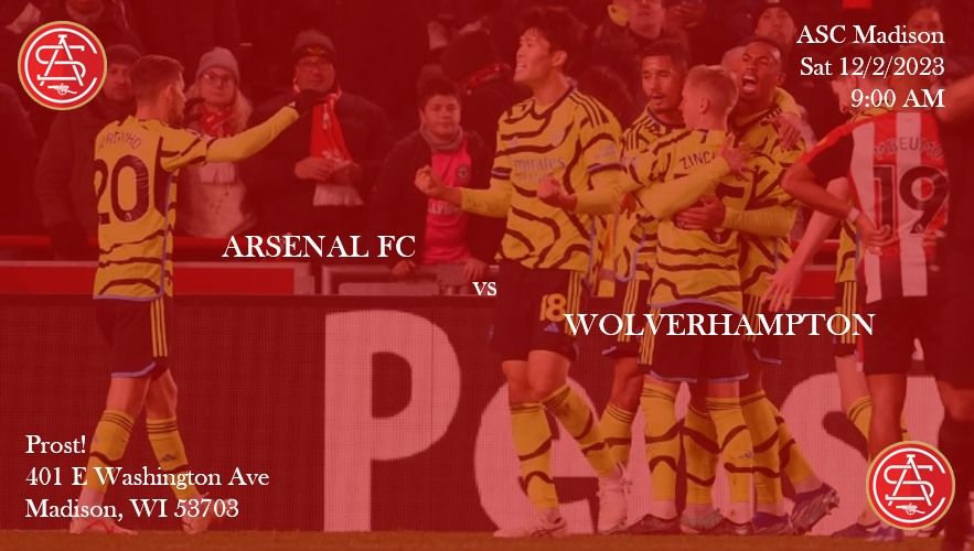 Arsenal vs Wolverhampton (H), Prost MSN, Madison, 2 December 2023 ...