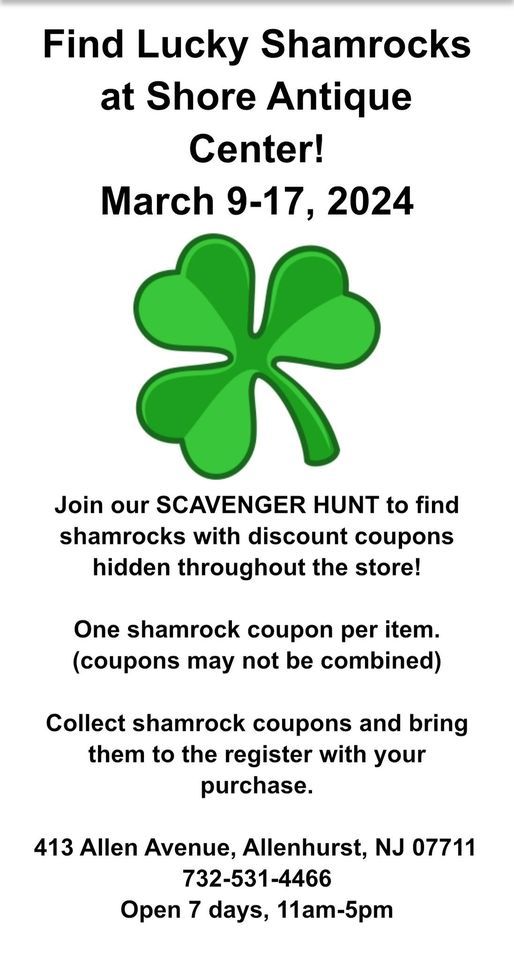 Shamrock Scavenger Hunt for storewide discounts, 413 Allen Avenue ... Shamrock Scavenger Hunt for storewide discounts, 413 Allen Avenue ...