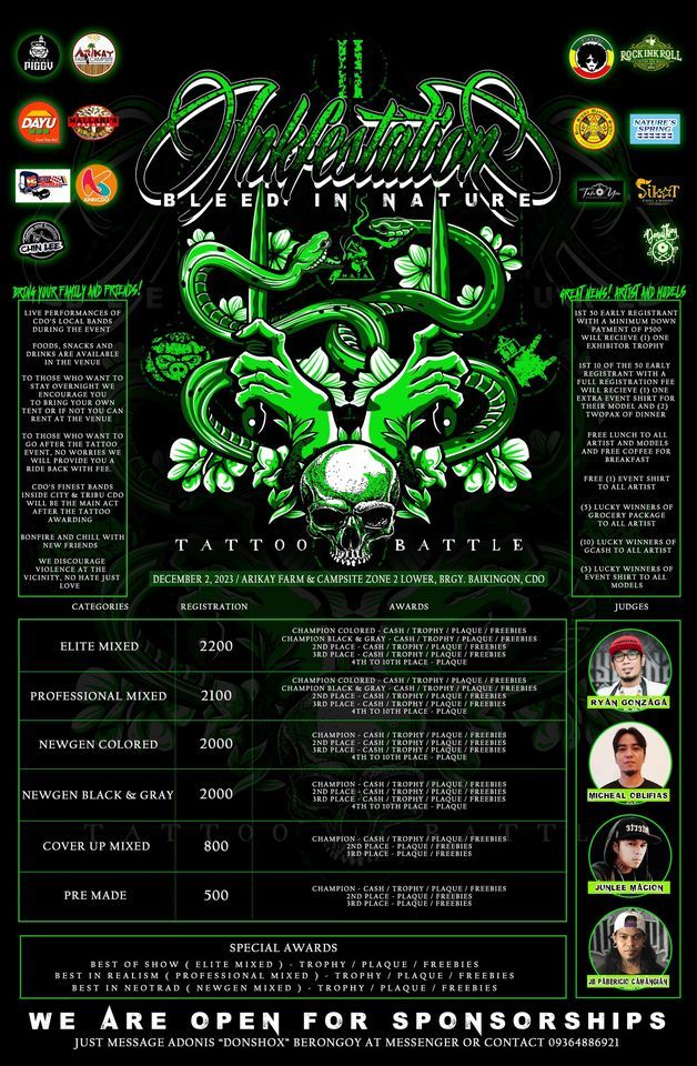 Inkfestation 2 - Bleed in Nature Tattoo Battle, Arikay Farm Campsite ...