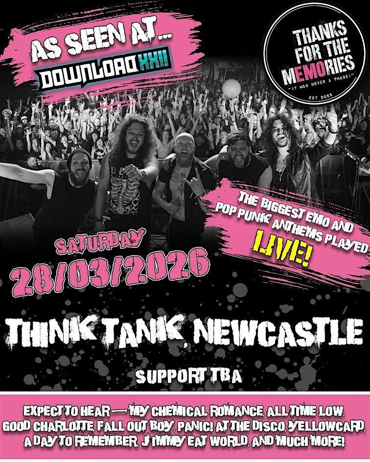 Thanks for the Memories LIVE BAND, EMO ANTHEMS, Think Tank?, Newcastle ...