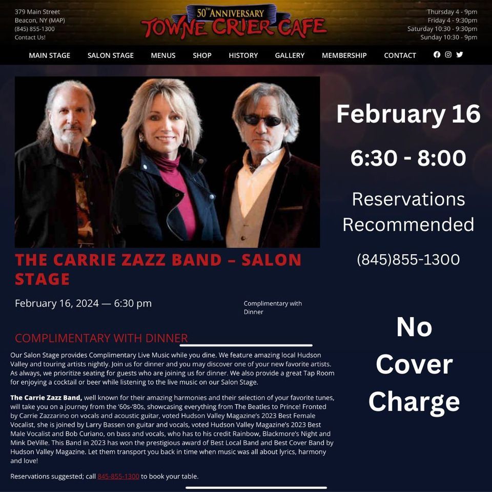 The Carrie Zazz “Trio” Debuts on the Salon Stage of The Towne Crier ...
