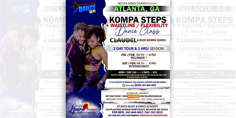 Attend KOMPA DANCE CLASS IN ATLANTA, 2 DAY TOUR- 2HRS SESSION/ FEB 13TH ...