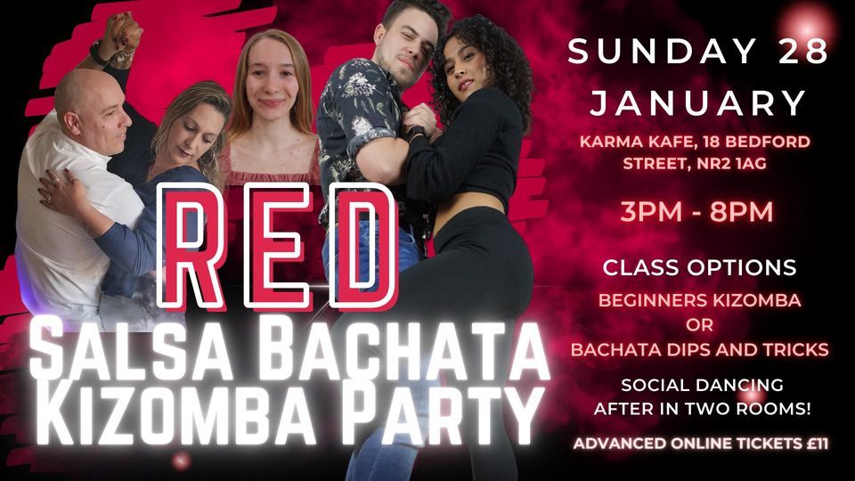 Bachata, Salsa Kizomba Party - Red-themed!, Karma Kafe, Norwich, 28 January 2024 | AllEvents.in