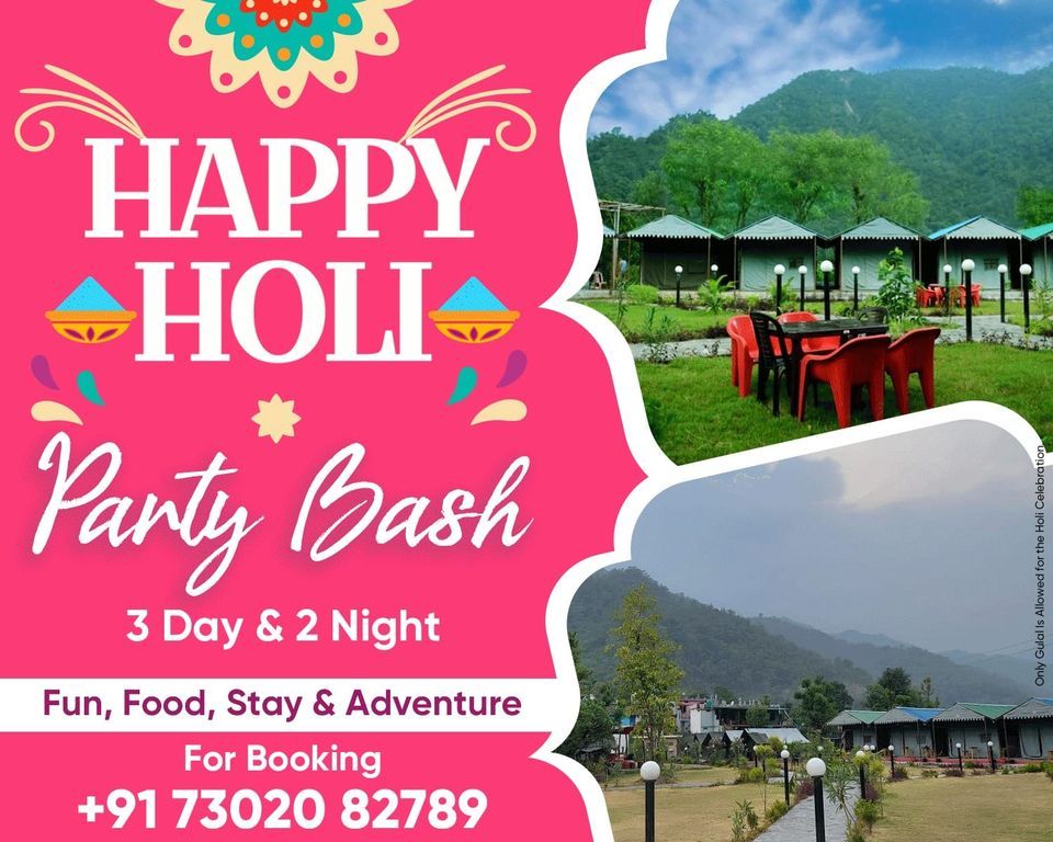 Holi party bash, near shivpuri Bridge, Rishikesh, Uttarakhand, India, 24 March to 26 March ...