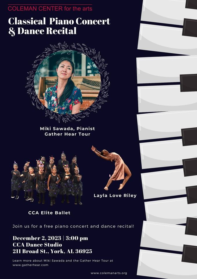 Classical Piano Concert & Dance Recital featuring Miki Sawada, CCA ...