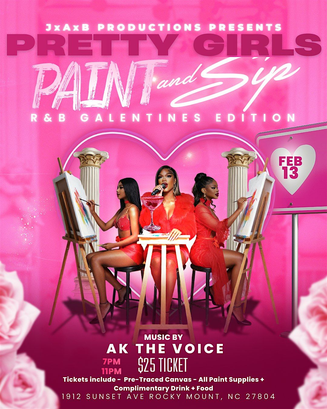 Pretty Girls Paint & Sip: R&B Galentines Edition, Venue 1912, Rocky ...