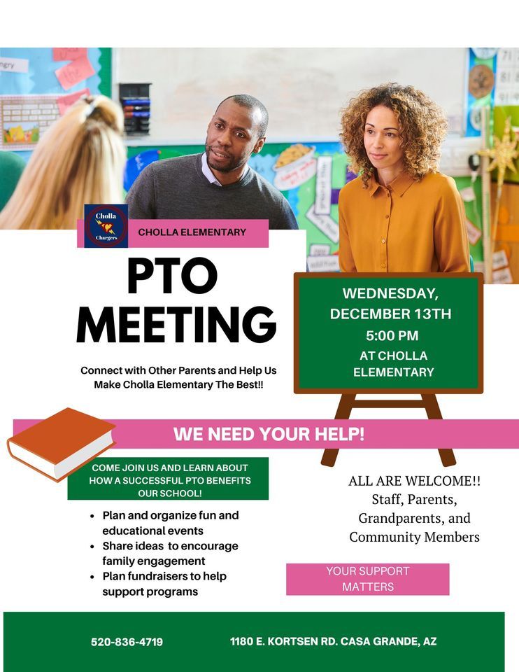 PTO Meeting, Cholla Elementary School, Casa Grande, 13 December 2023 ...