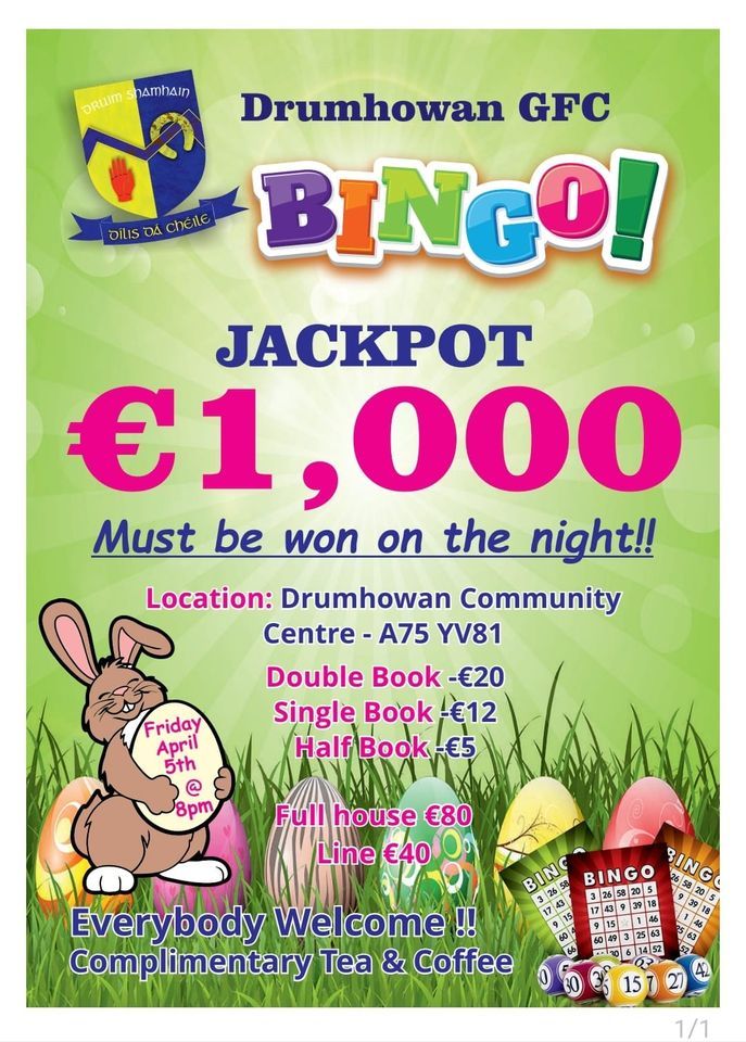 Easter bingo, Drumhowan GAA, Armagh, 5 April 2024 | AllEvents