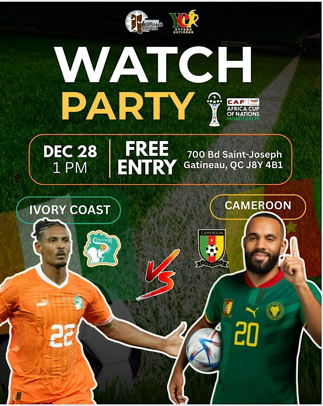 AFCON Watch Party, 700 Bd Saint-Joseph, Gatineau, 28 December 2025 ...