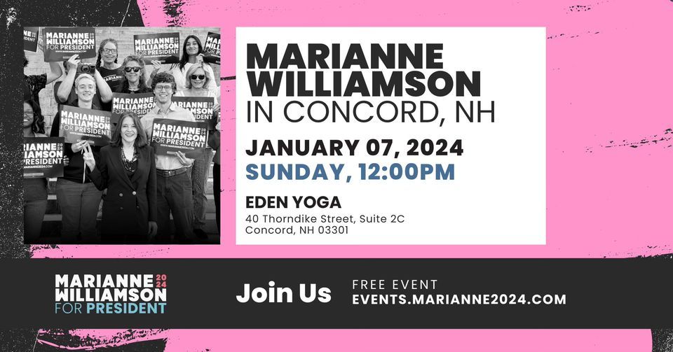 Marianne Williamson at Eden Yoga, 40 Thorndike Street, Suite 2C ...