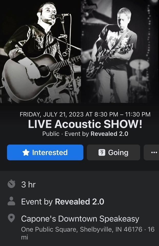 Craig Moore & Tom Baumgartner return to Capones stage!, Capone's Downtown Speakeasy, Shelbyville ...