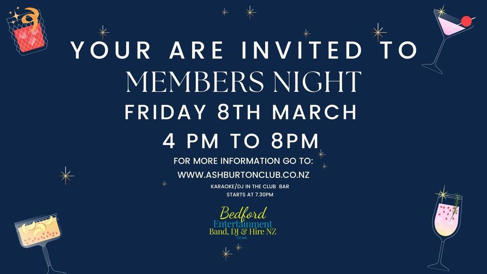 Members Night, Ashburton Club & MSA, March 8 2024 | AllEvents.in