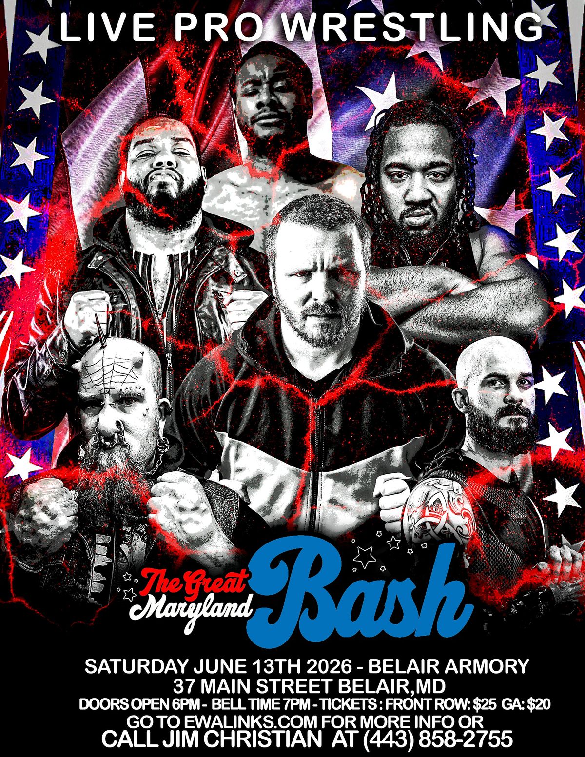 EWA Live Pro Wrestling Great Maryland Bash June 13th 2026, Bel Air ...