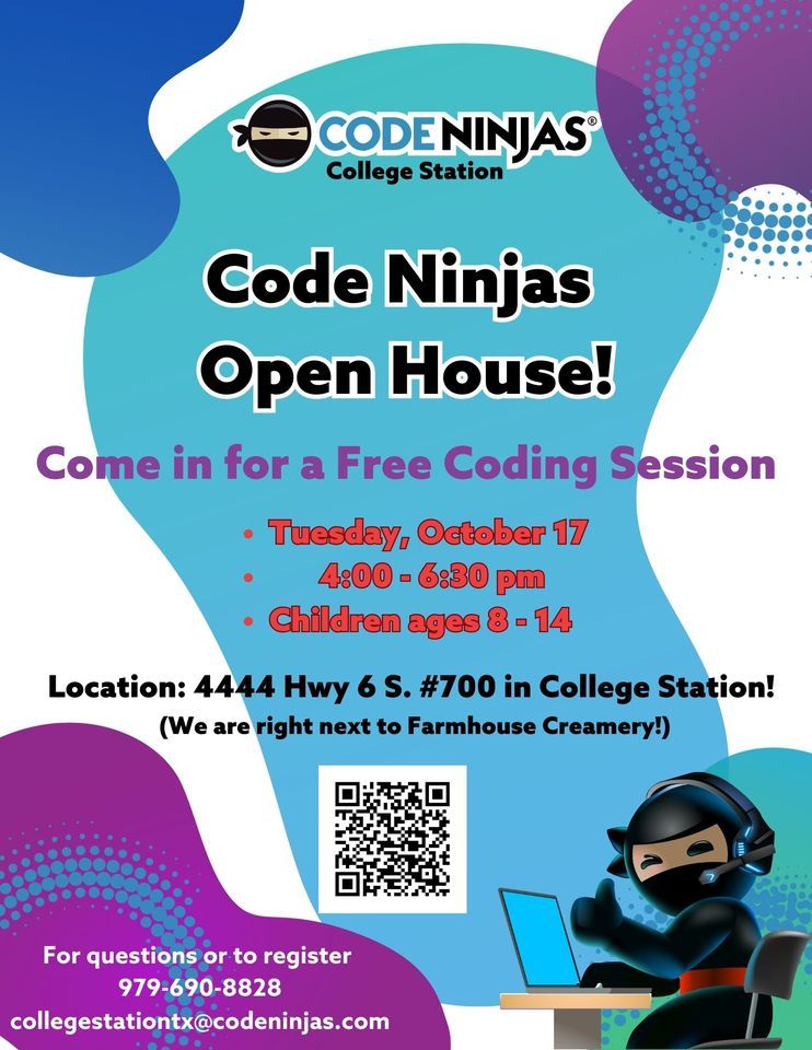 October Open House!, Code Ninjas College Station, 17 October 2023 ...