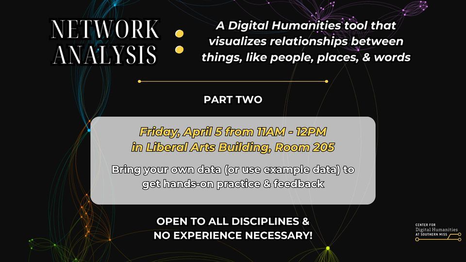 Network Analysis Workshop Part 2: Hands-On Practice, Liberal Arts Building, Hattiesburg, 5 April ...